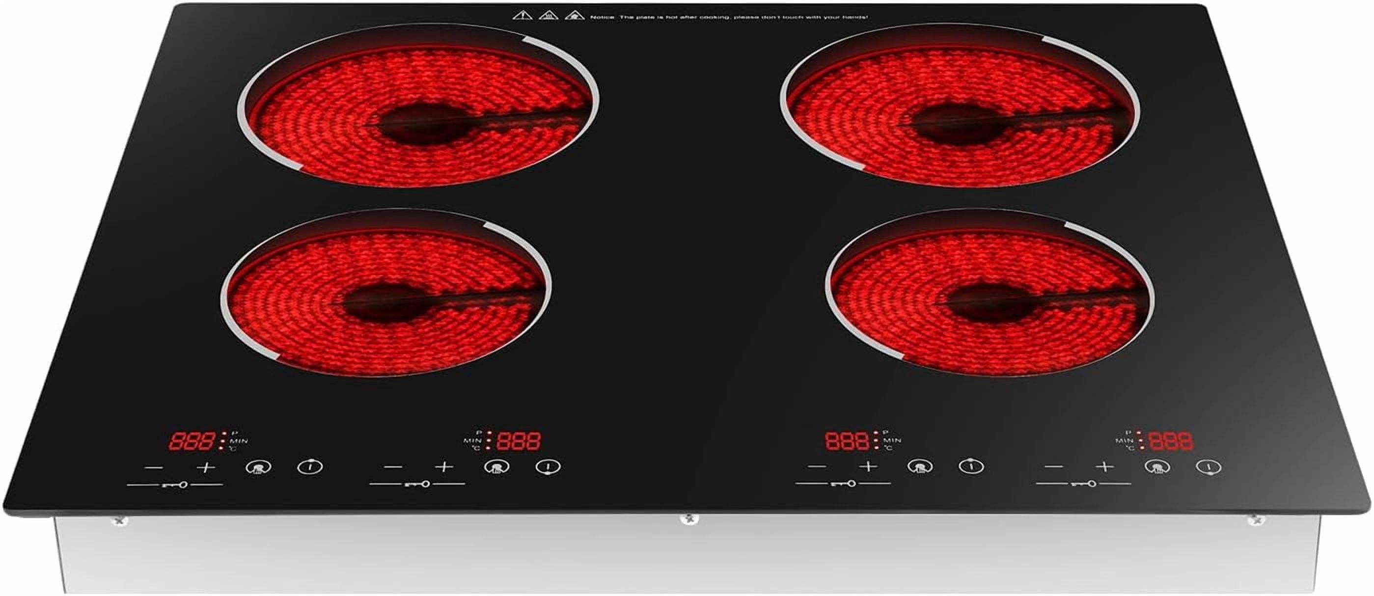 DYNAMI 4 Burner Electric Cooktop with LED Display,Electric Ceramic ...