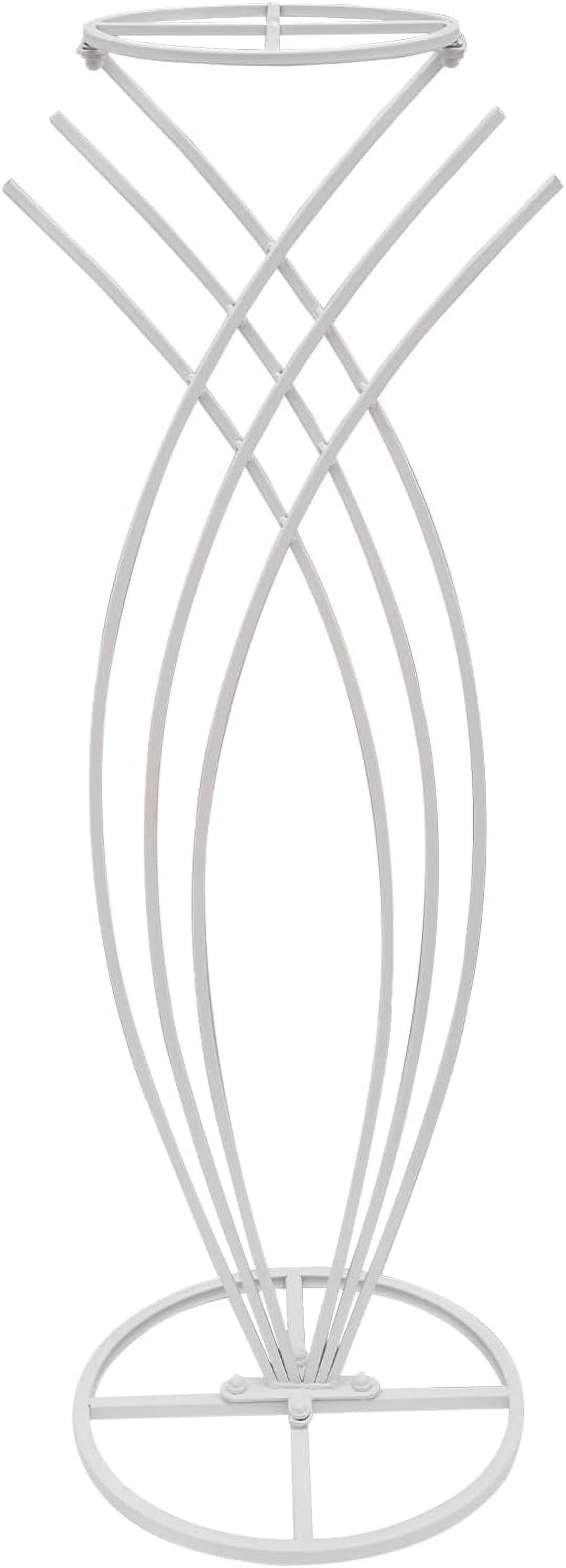 DYNAMI 40.1 inch Tall White Geometric Centerpieces for Table,Metal Curved Flower Stand Vase ...