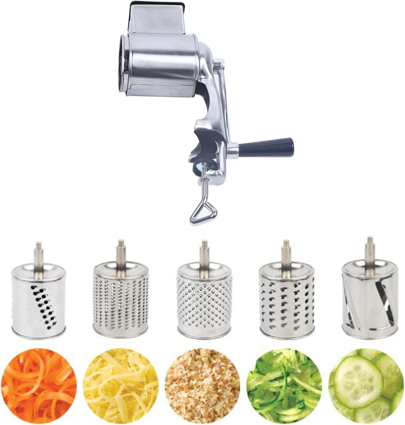 DYNAMI 5 in 1 Stainless Steel Rotary Grater,Kitchen Grater Vegetable ...
