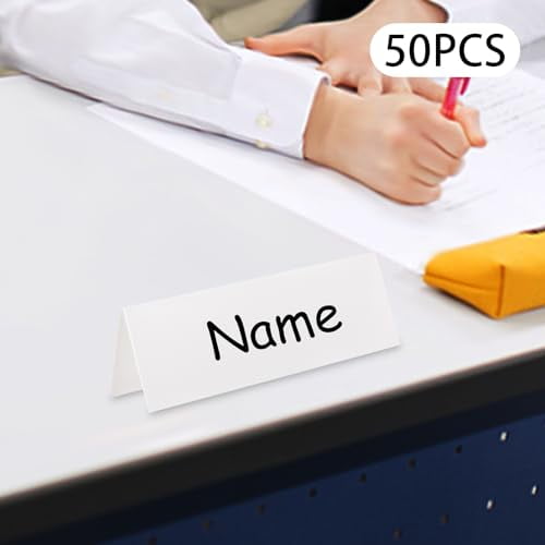 DYNAMI 50 Pack Reusable Name Tent Cards,Acrylic Porcelain Whiteboard ...