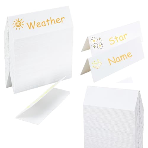 DYNAMI 60 Pack Reusable Name Tent Cards,Acrylic Porcelain Whiteboard ...
