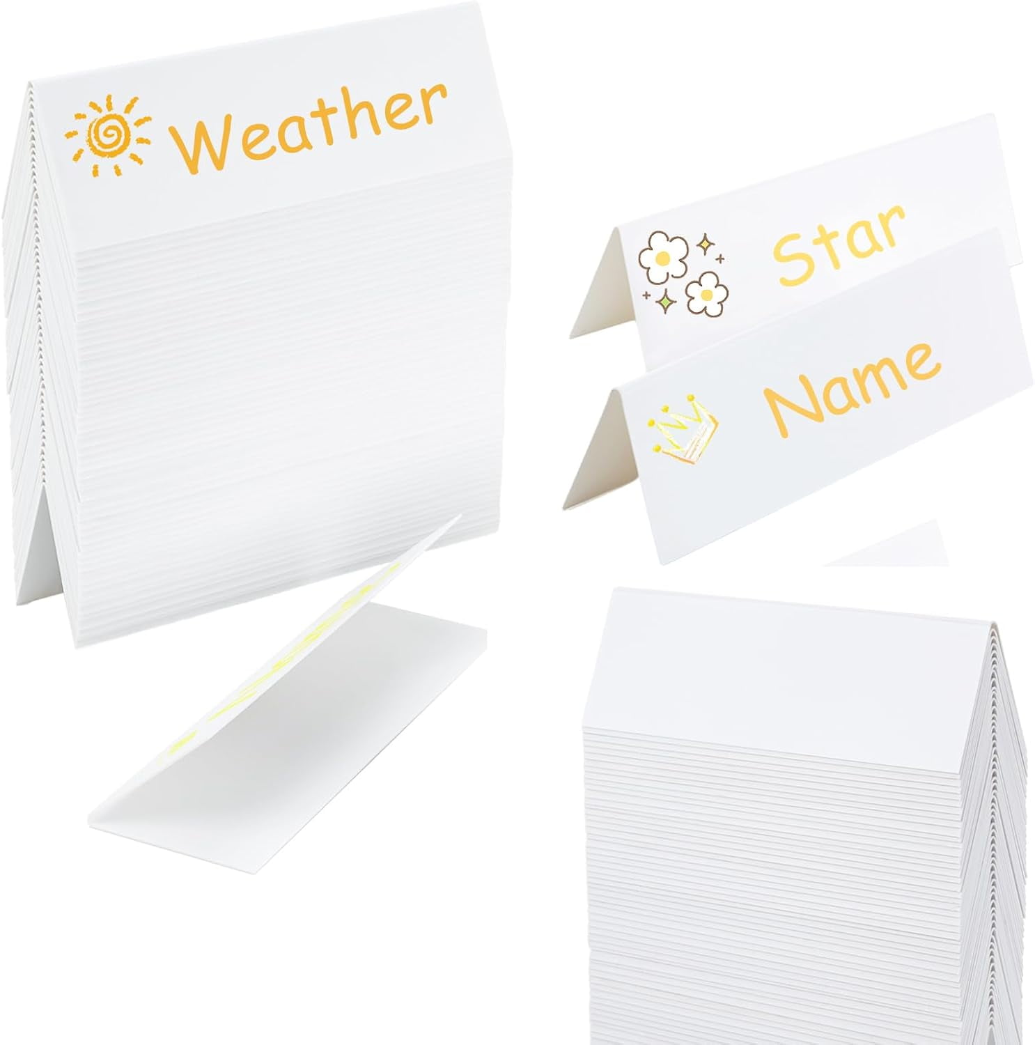 DYNAMI 60 Pack Reusable Name Tent Cards,Acrylic Porcelain Whiteboard ...