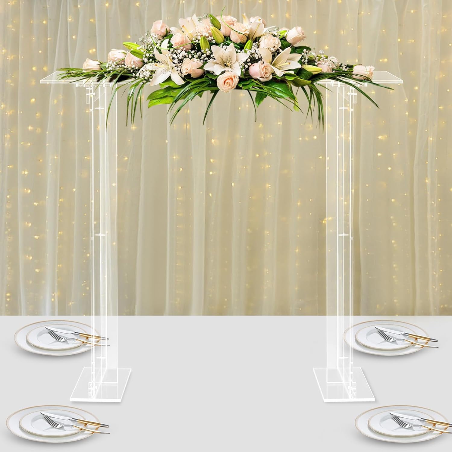 DYNAMI Acrylic Arch Flower Rack,3.3ft Tall Clear Acrylic Rectangular ...