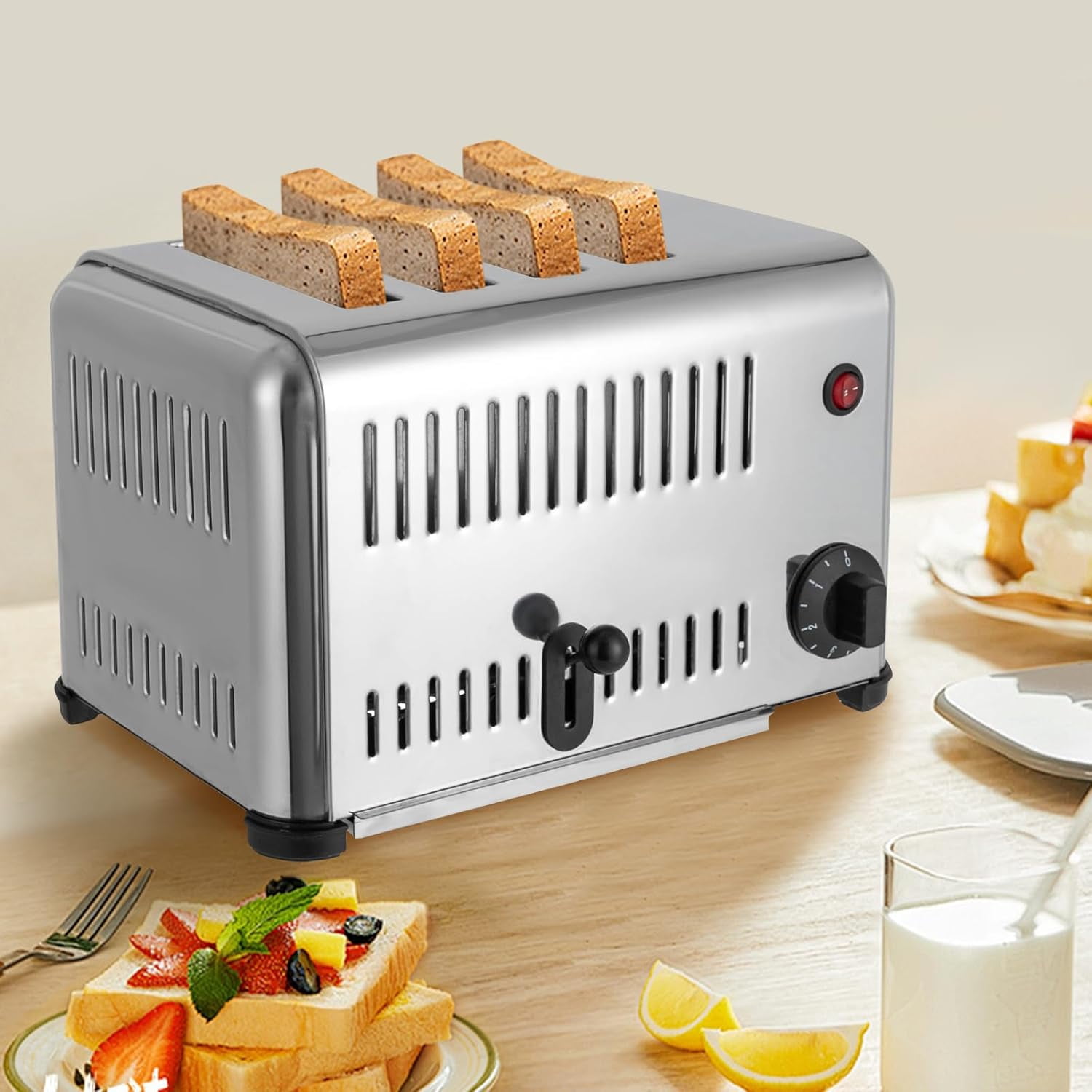 DYNAMI Commercial Toaster 1650W,4 Slice Bread Baking Machine w ...