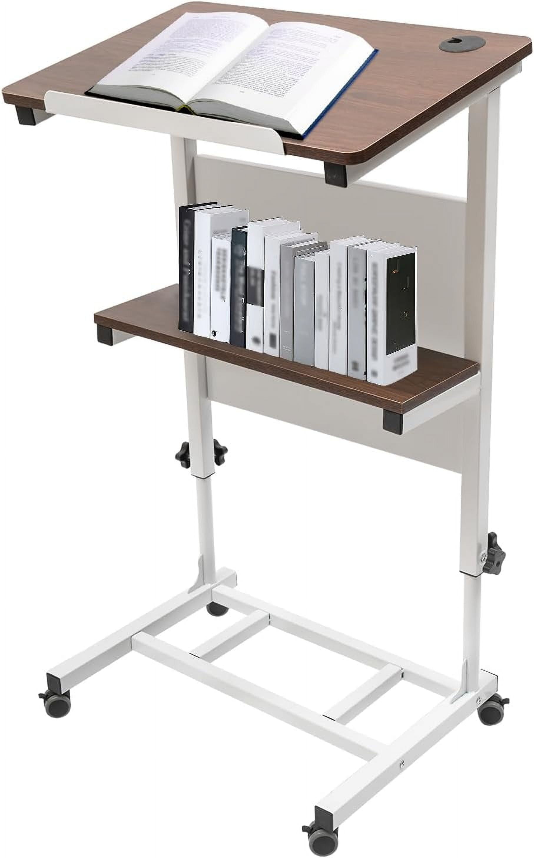 DYNAMI Mobile Stand Up Lectern Podium with Universal Wheels,Portable ...