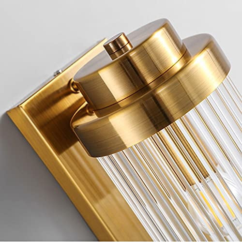 DYNAMI Modern Wall Light Sconce,Gold 2-Light Wall Mounted Light Fixture with Clear Glass Rods ...