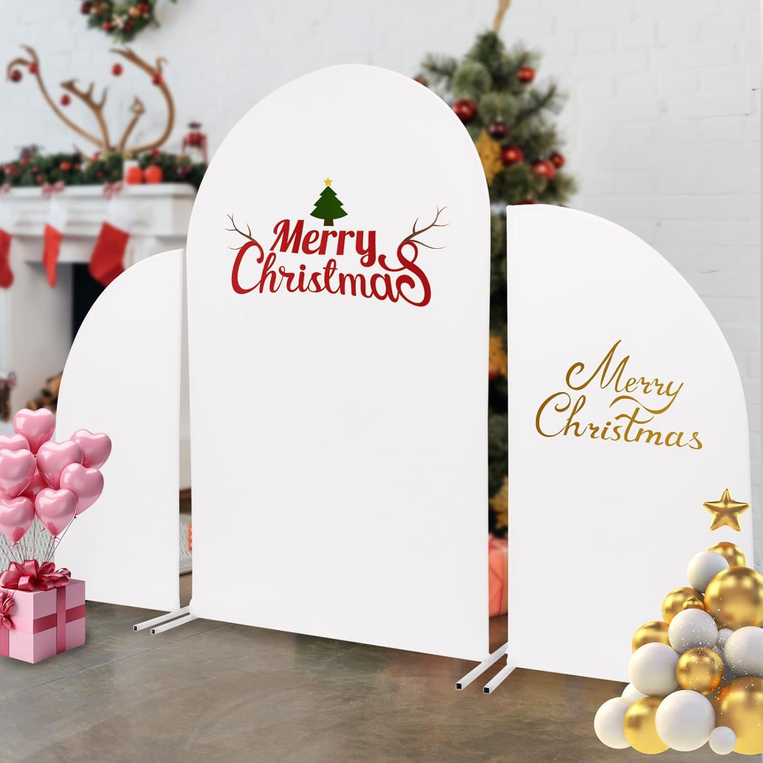 DYNAMI Set of 3 Wedding Arch Backdrop Stand with Cover(7.2ft+5.2ft+5 ...