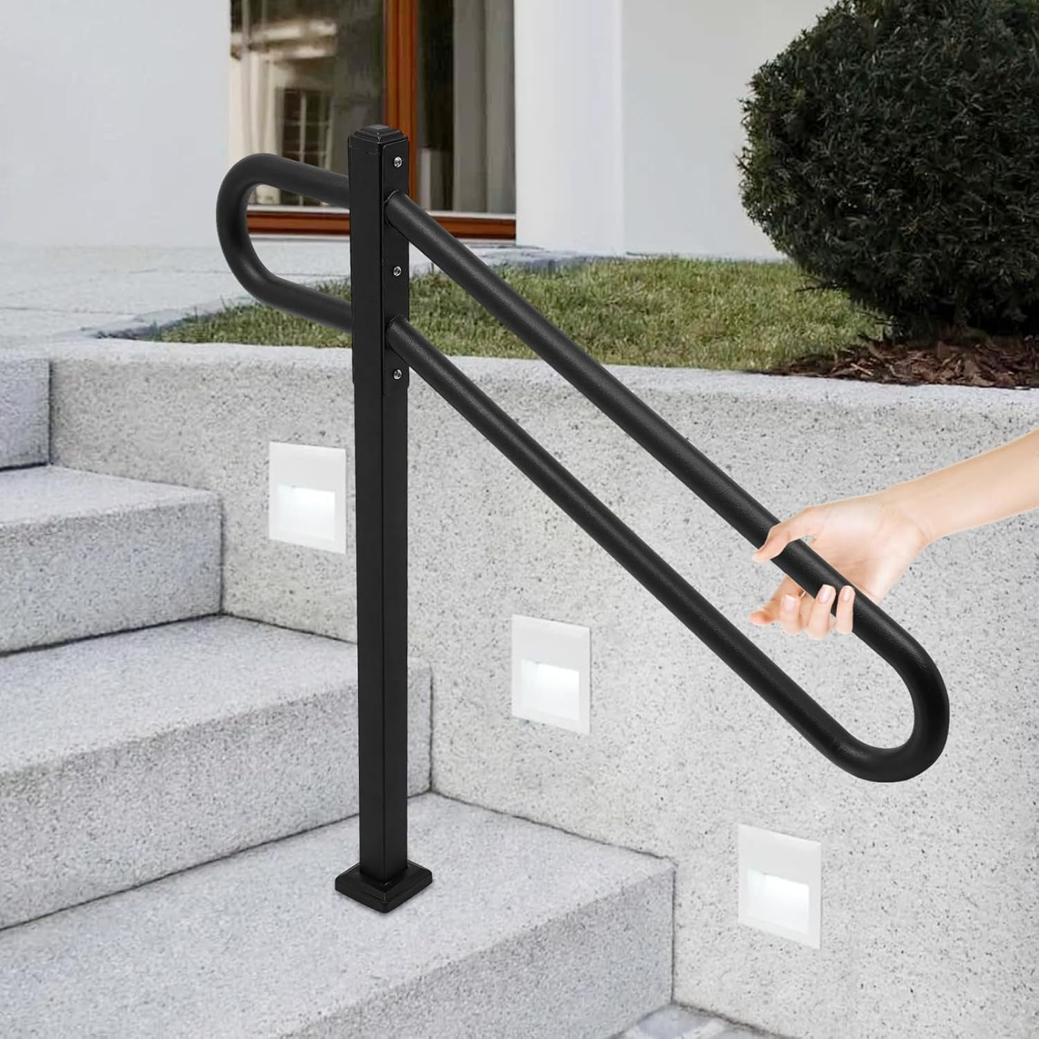 DYNAMI Single Post Handrail 28"-8.5"L X 35.5"H,Wrought Iron Metal ...
