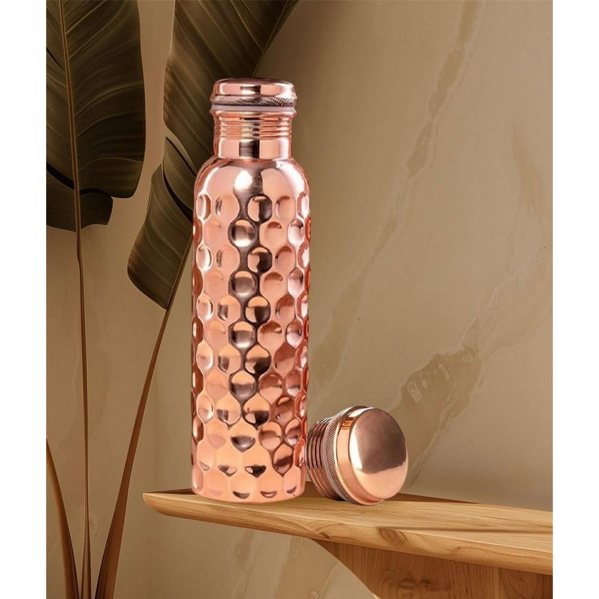 DYNAMIC INDIAN ART Pure Copper Diamond Water Bottle Drinking Vessel ...