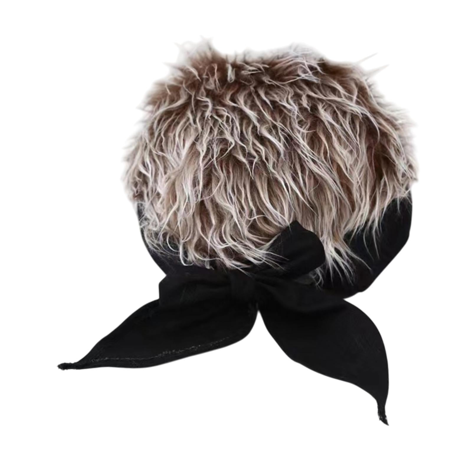 DYNWAVE Artificial Hat Fashionable with Hair for Men Women Portable Hat ...