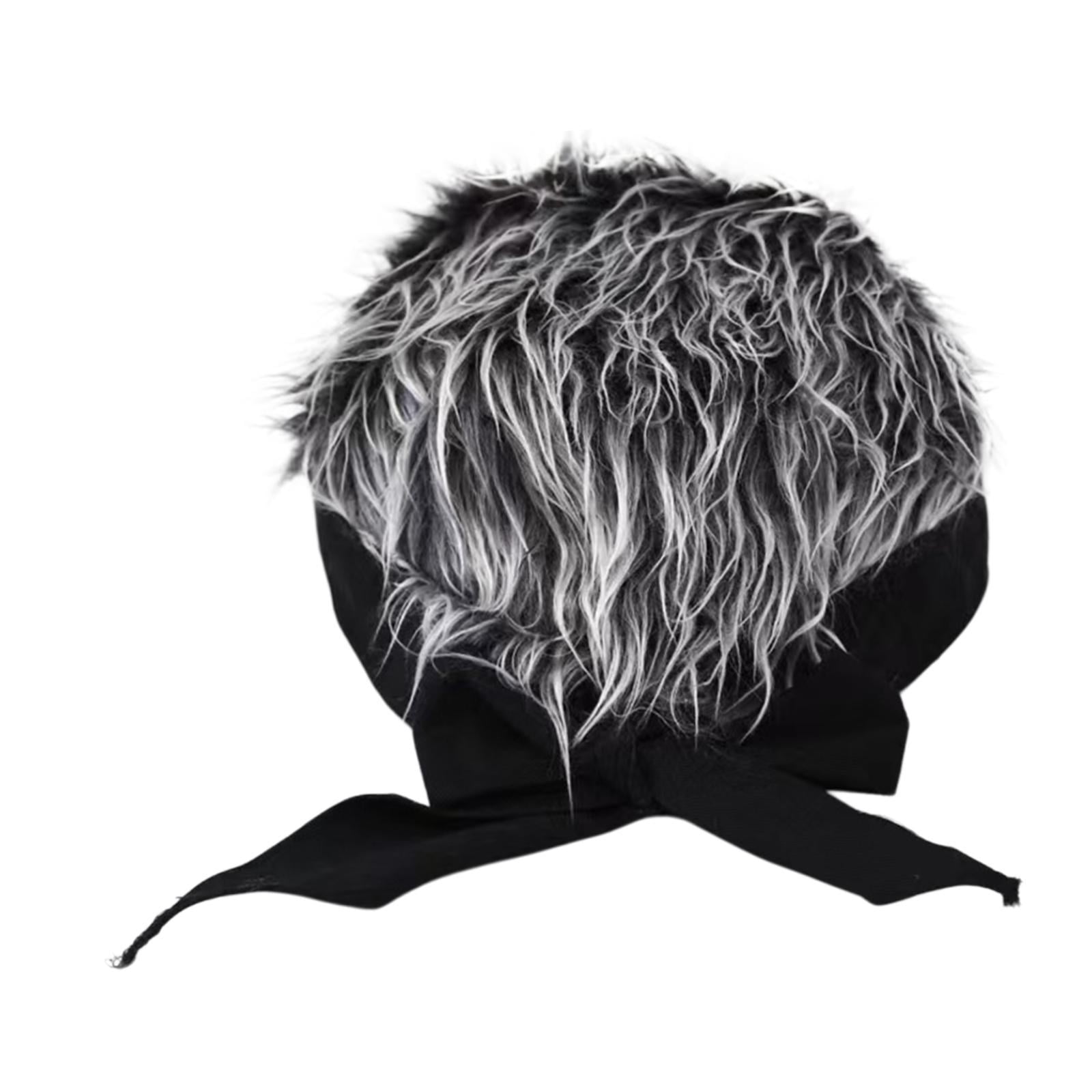 DYNWAVE Artificial Hat Fashionable with Hair for Men Women Portable Hat ...