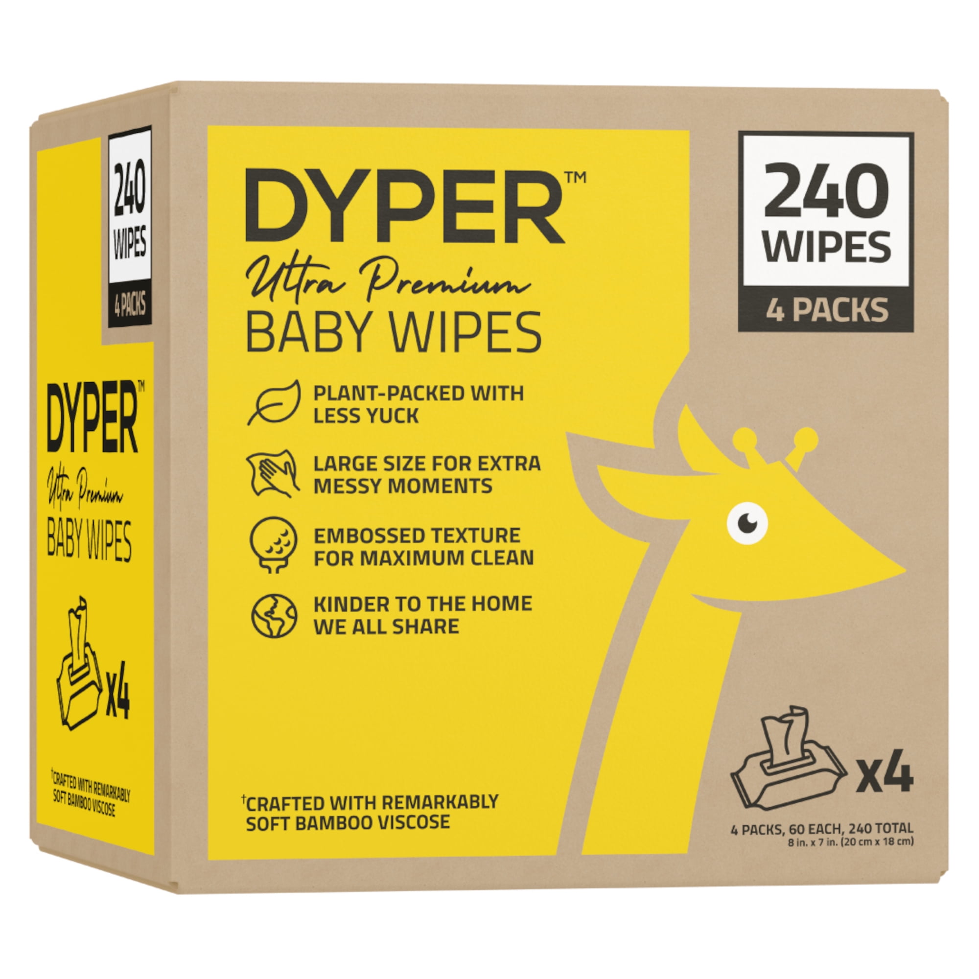 DYPER Ultra Premium Baby Wet Wipes for Sensitive Skin, Unscented, 4 ...