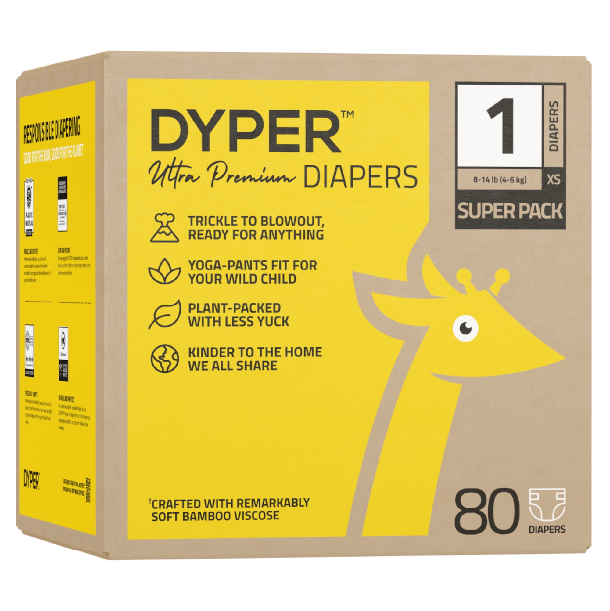 DYPER Ultra Premium Diapers Size 1, 80 Diapers (Select For More Options ...