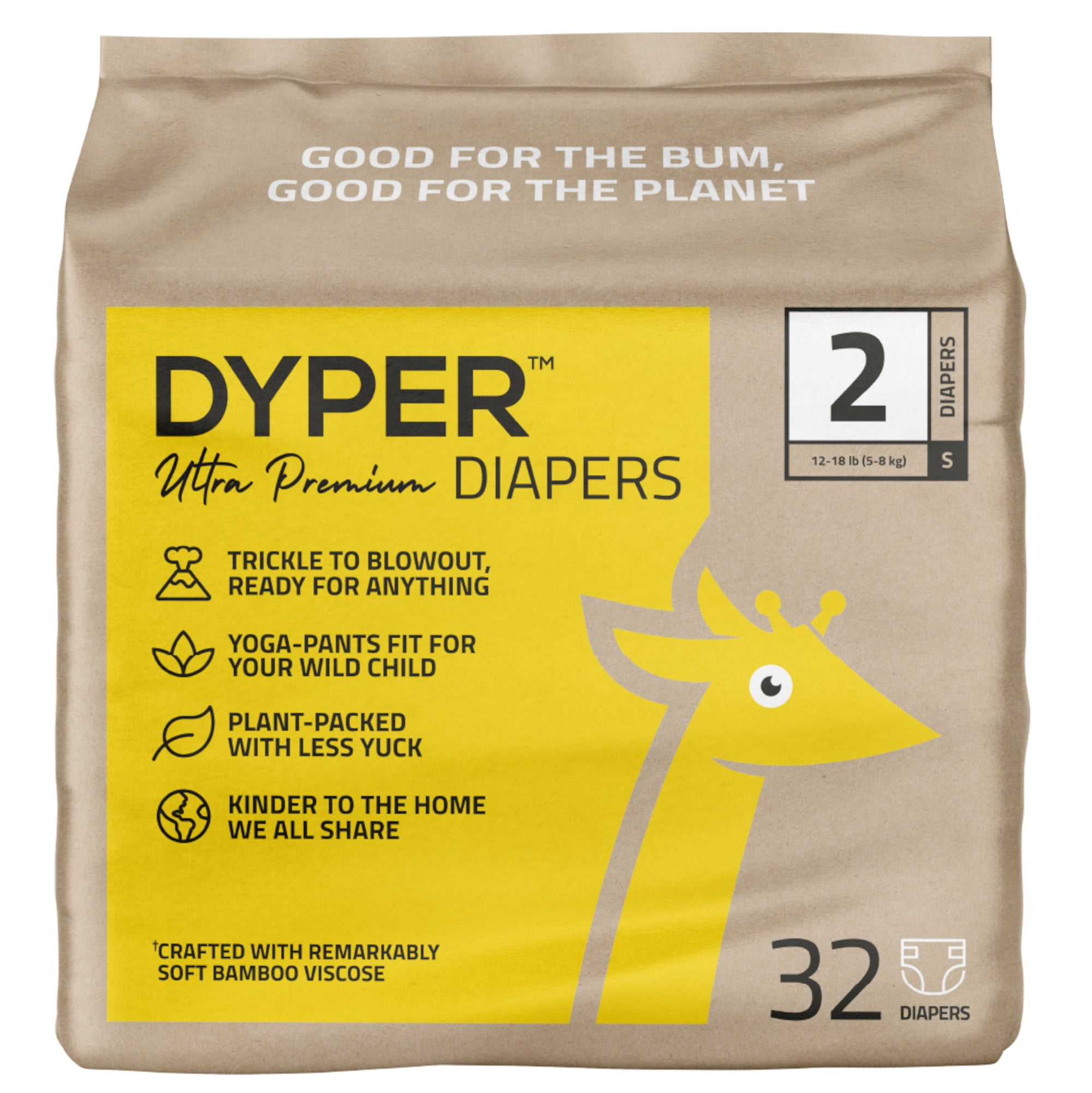 DYPER Ultra Premium Diapers Size 2, 32 Diapers (Select For More Options ...