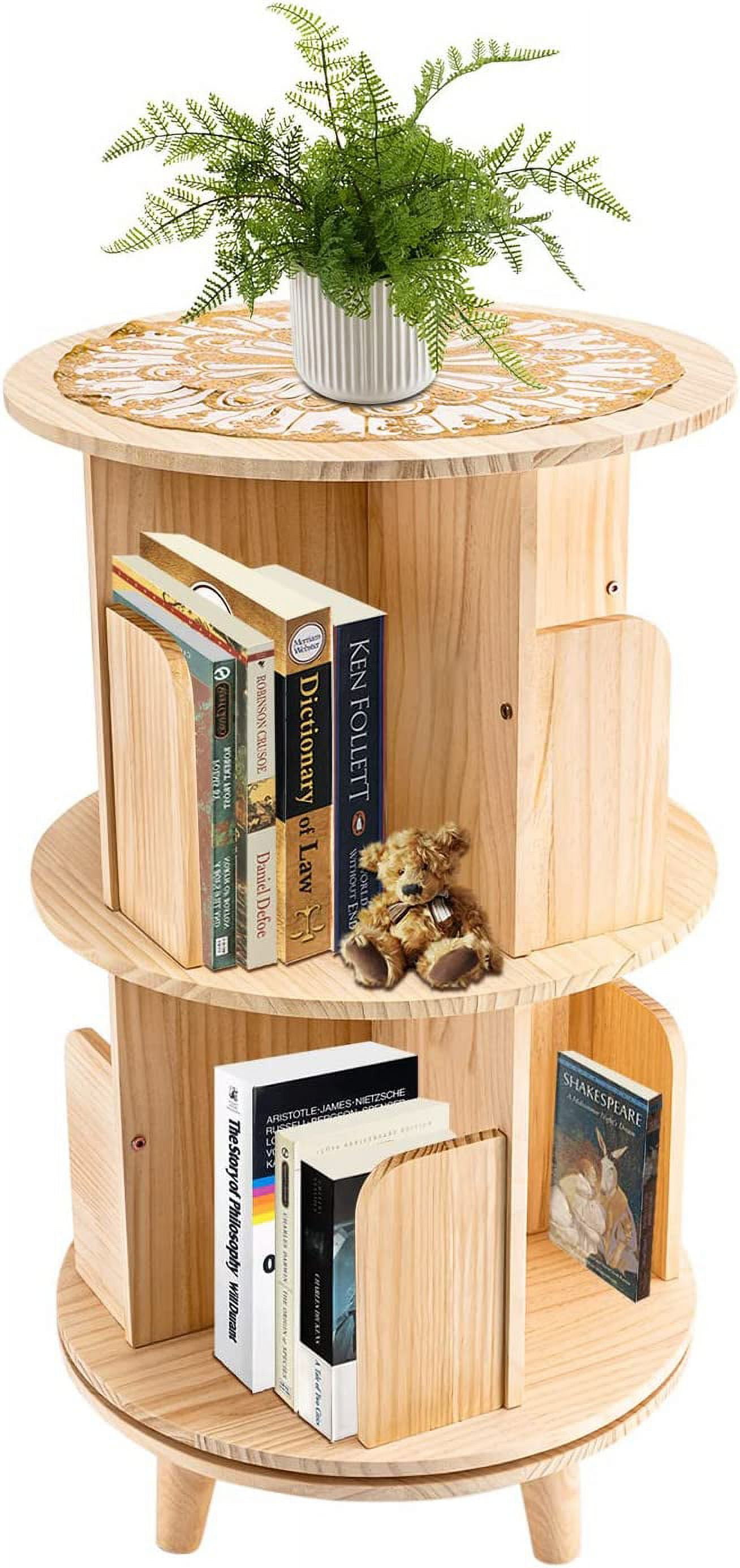DYRABREST Rotating Bookshelf 360 Display loor Standing Bookcase Storage ...