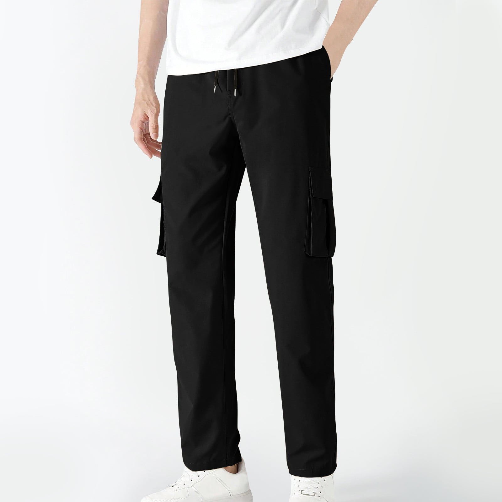 DYTTDG Men's Cargo Pants Drawstring Elastic Waist Athletic Casual Pants ...