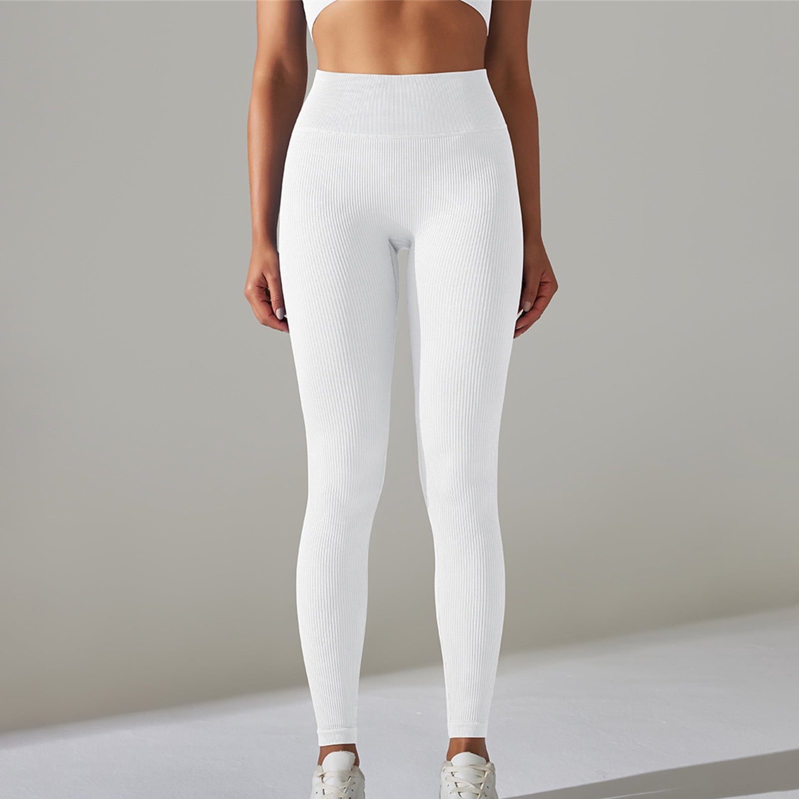 DYTTDG Women Ribbed Seamless Leggings High Waisted Workout Gym Yoga ...