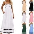 DYTTDG Women's Ric Rac Trim Maxi Dress | Spaghetti Strap Sleeveless A ...