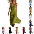 DYTTDG Women's Ruffle Trim Tiered Midi Dress | V-Neck Spaghetti Strap ...
