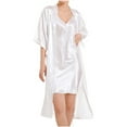 DYTTDG Women's Satin Robes Set with Nightgown Silk Kimono Pajamas Set 2 ...