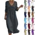 DYTTDG Women's V-Neck Cutout Trim Dress | 3/4 Sleeve Casual Summer ...