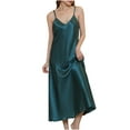 DYTTDG Womens Satin Nightgown Silk Slip Dress Sleepwear Sexy V Neck Negligee Lingerie Long ...