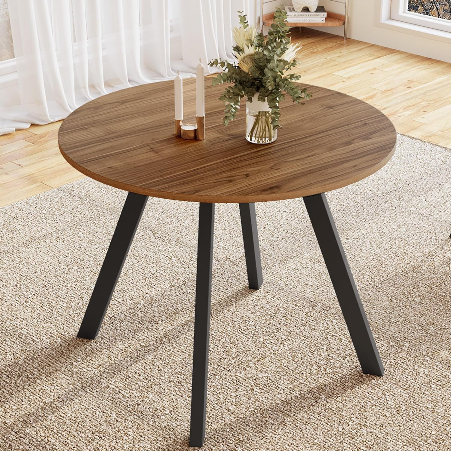 DYUKFG 34.6'' Round Dining Table Mid Century Modern Small Round Coffee ...