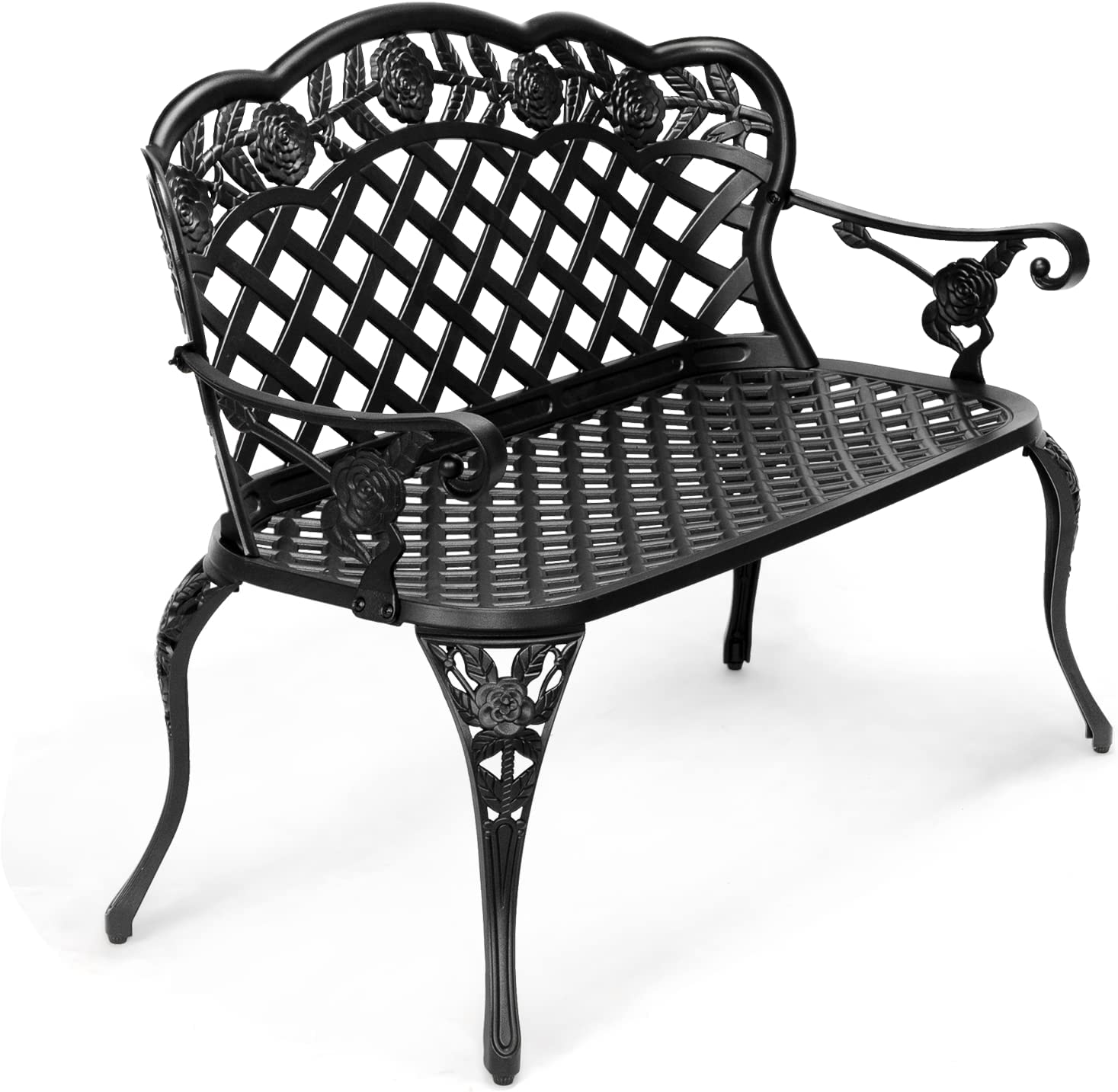 DYUKFG 42.5" Outdoor Bench, Antique Cast Aluminum Front Porch Bench ...
