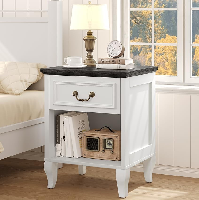 DYUKFG Night Stand for Bedroom, Farmhouse Nightstand with Drawer & Open ...