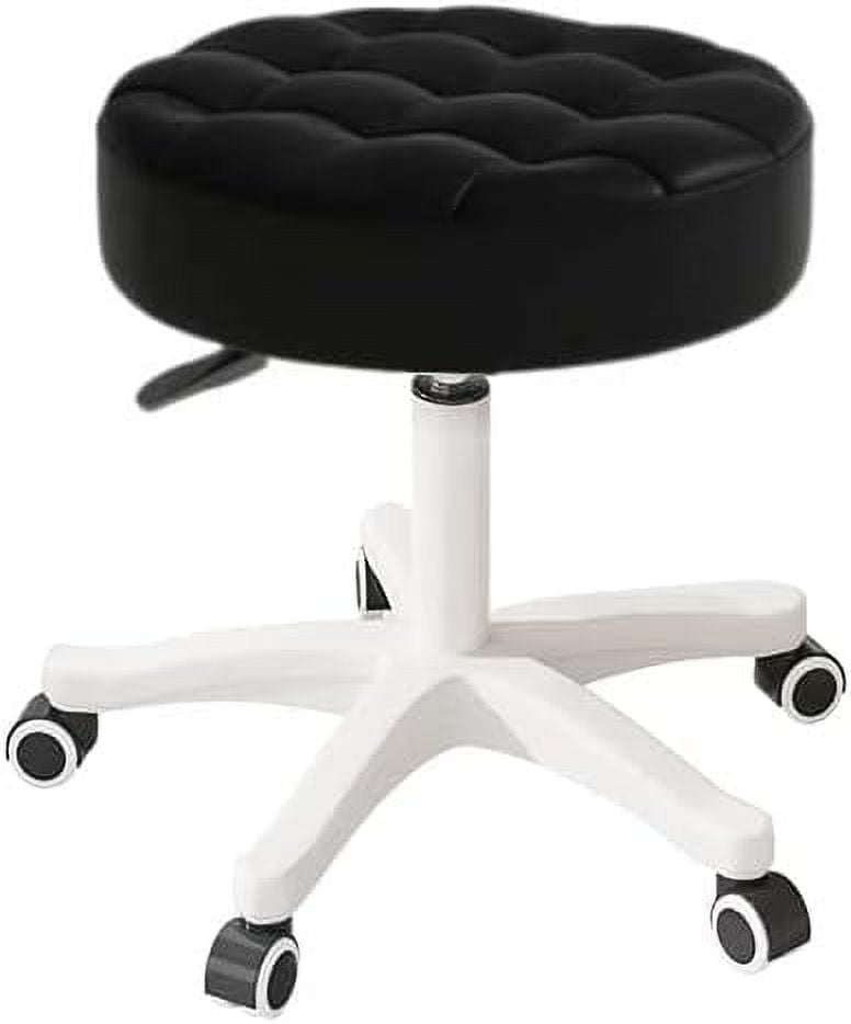 DYUKFG Small Chair Round Rolling Stool with Wheels PU Leather Height ...