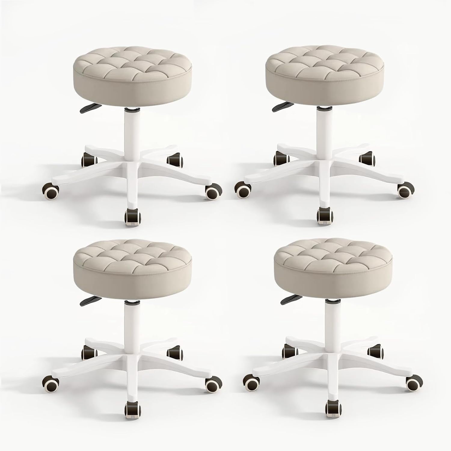 DYUKFG Small Chair Round Rolling Stool with Wheels PU Leather Height ...