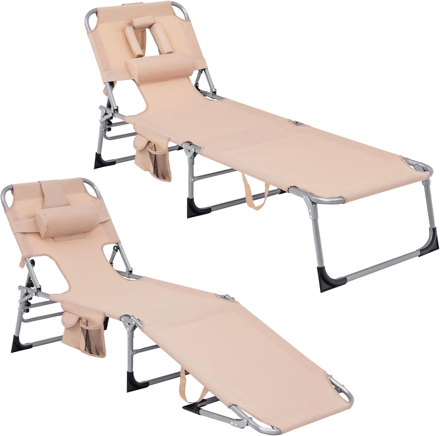 DYUKFG Tanning Chair with Face Arm Hole, Washable Pillow, Side Pocket ...