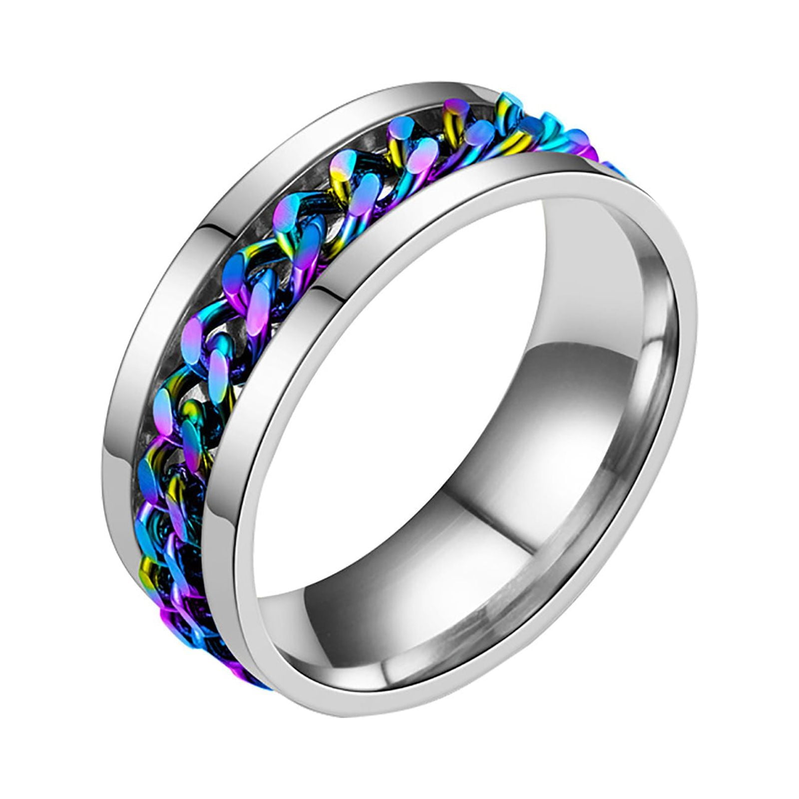 DYWADE Accessories Ring Set Chain Rotation Ring Titanium Ring Mens Ring ...