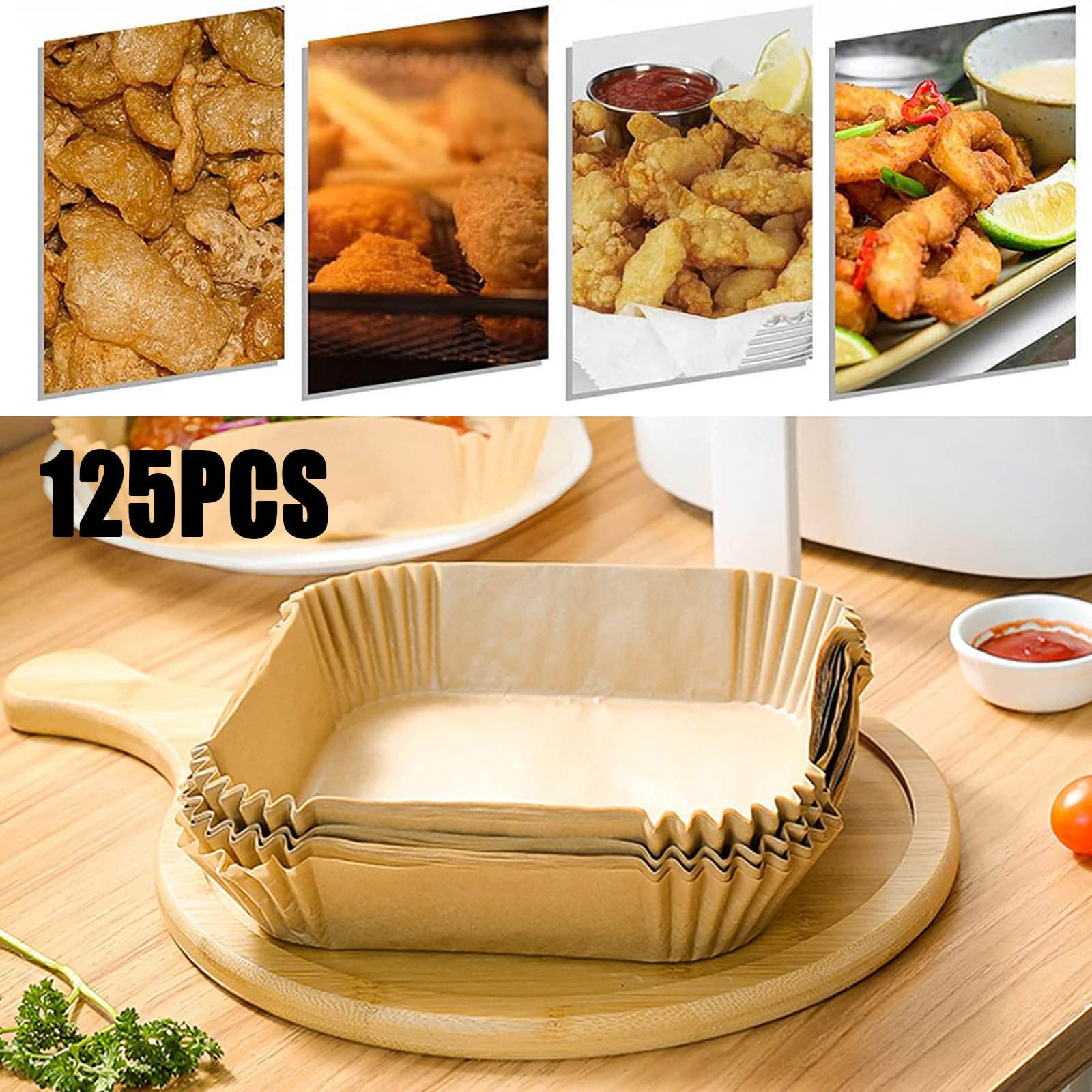 DYWADE Bake Ware. Set Nonstick 125 Pc Square Air Frying Pan Paper ...