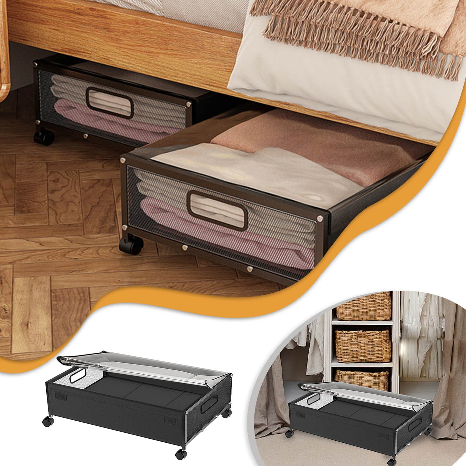 DYWADE Home Decor Cloth Steel Frame Storage Underbed Cloth Shelf ...