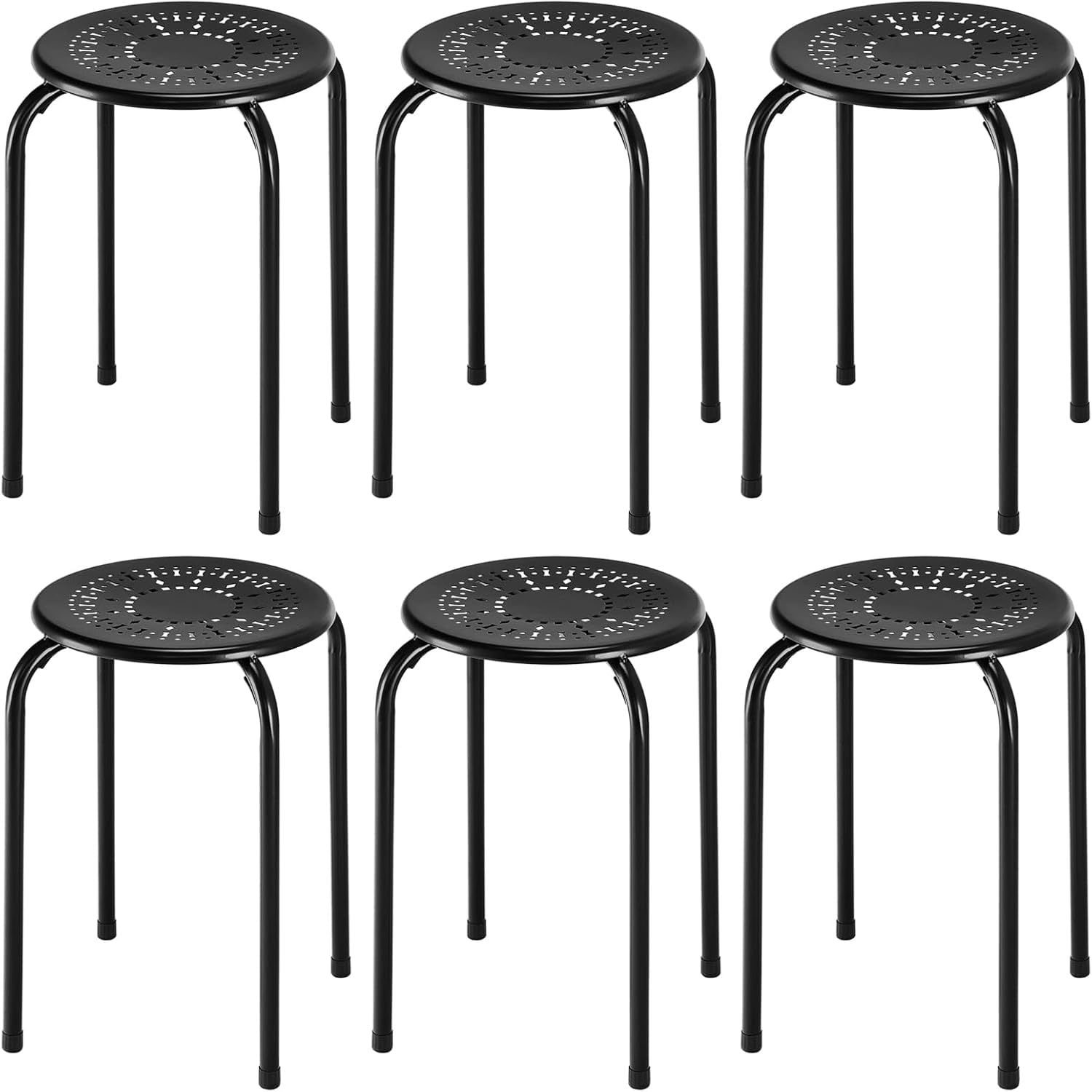 DYXF 6-Pack Steel Stack Stools, 17.5-Inch Height Portable Stackable ...