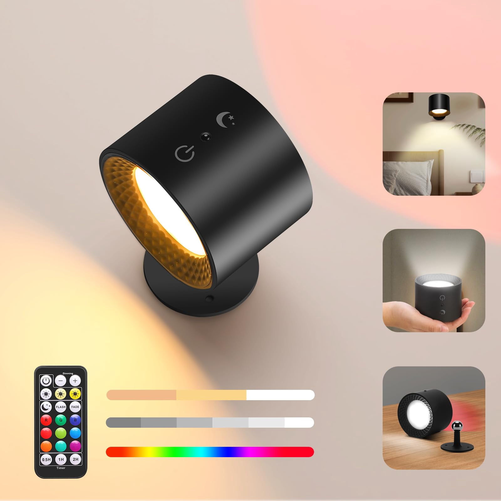 DYY LED Up and Down Wall Lamp, Wall Mounted Lights with Remote, 9 ...