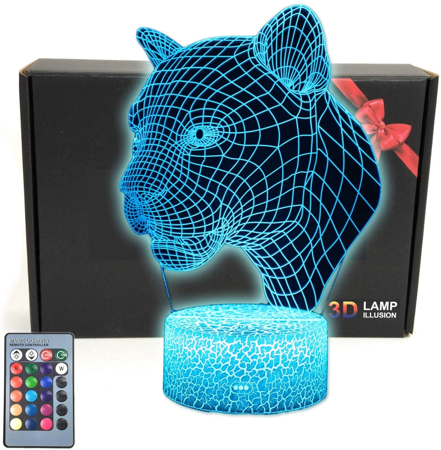 DYY Panther Animals 3D Illusion Decor Night Light Room Table Lamp with ...