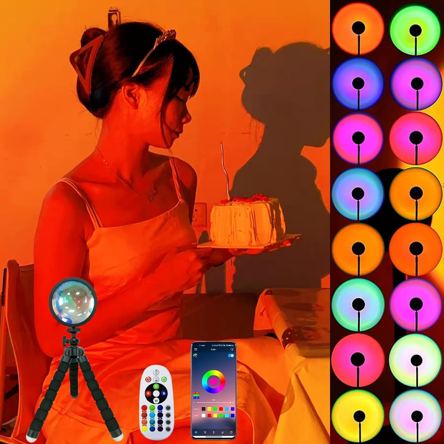 DYY Sunset Lamp Projector Rainbow Projection Lamp Romantic Led Sunset ...