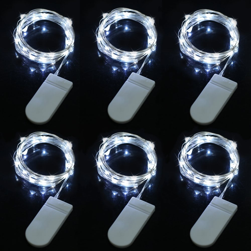 DYstyle 6 Pack 6.5Ft 20 LED Copper Wire Fairy String Light, Battery ...