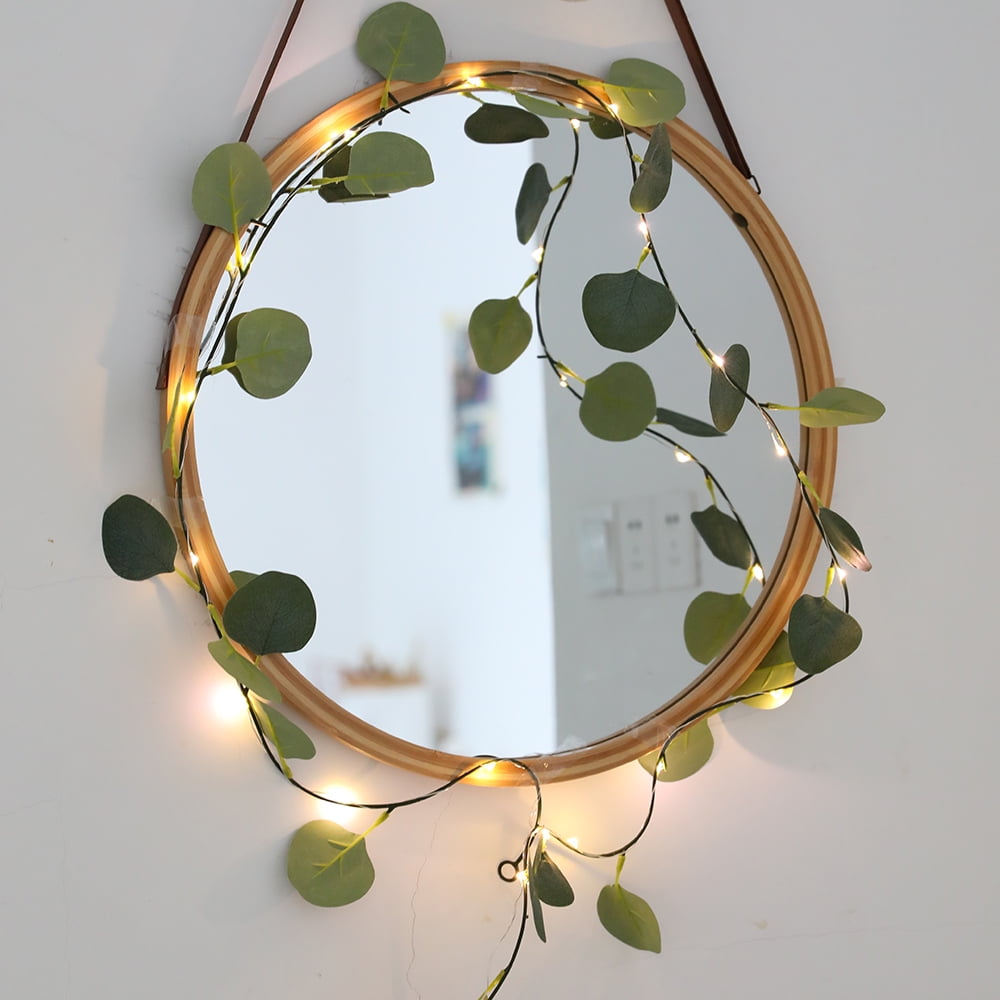 DYstyle 7.2ft Artificial Green Leaf Vine LED String Lights 25 LEDs ...