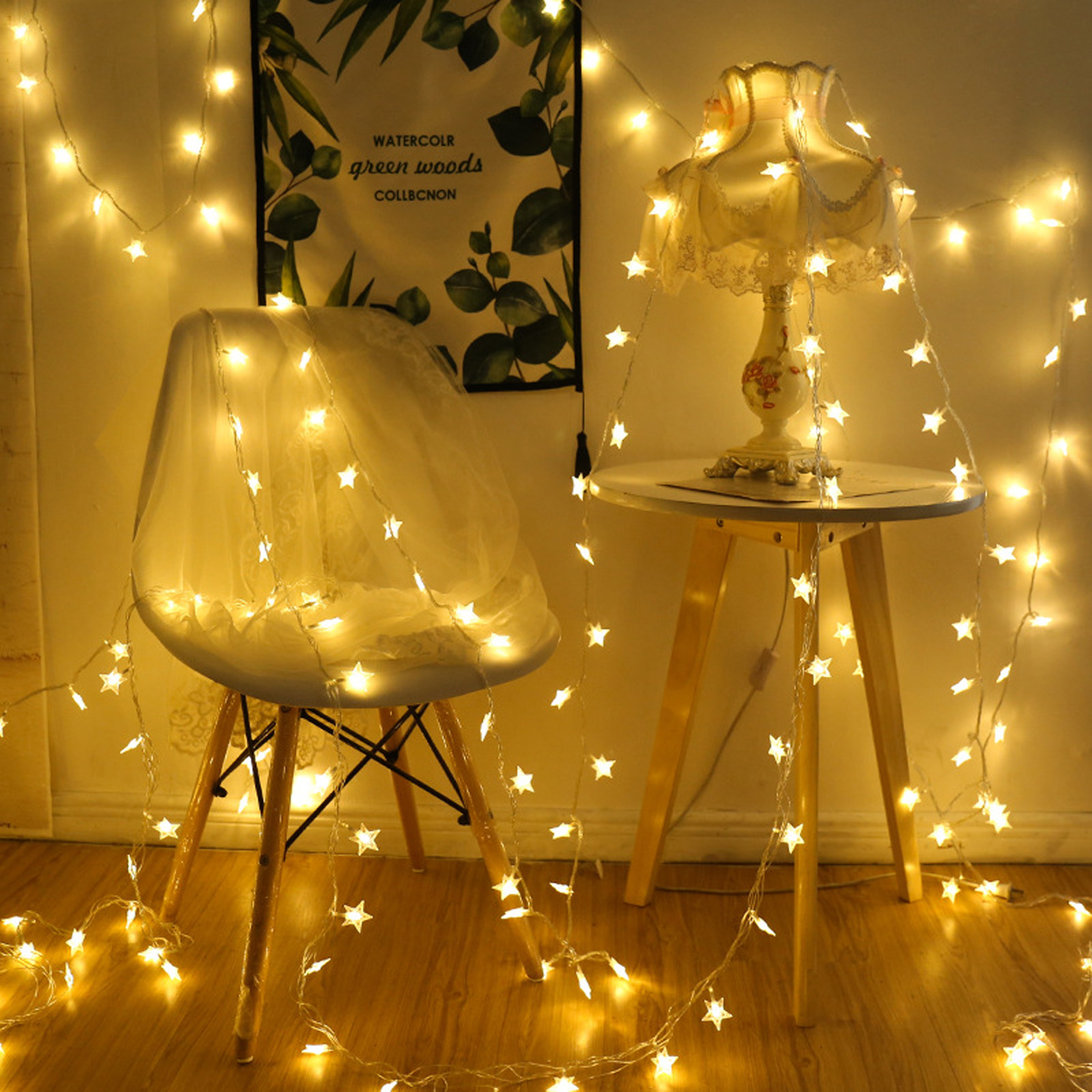 DYstyle 8 Lighting Modes Warm White Fairy Lights Star LED String Lights ...
