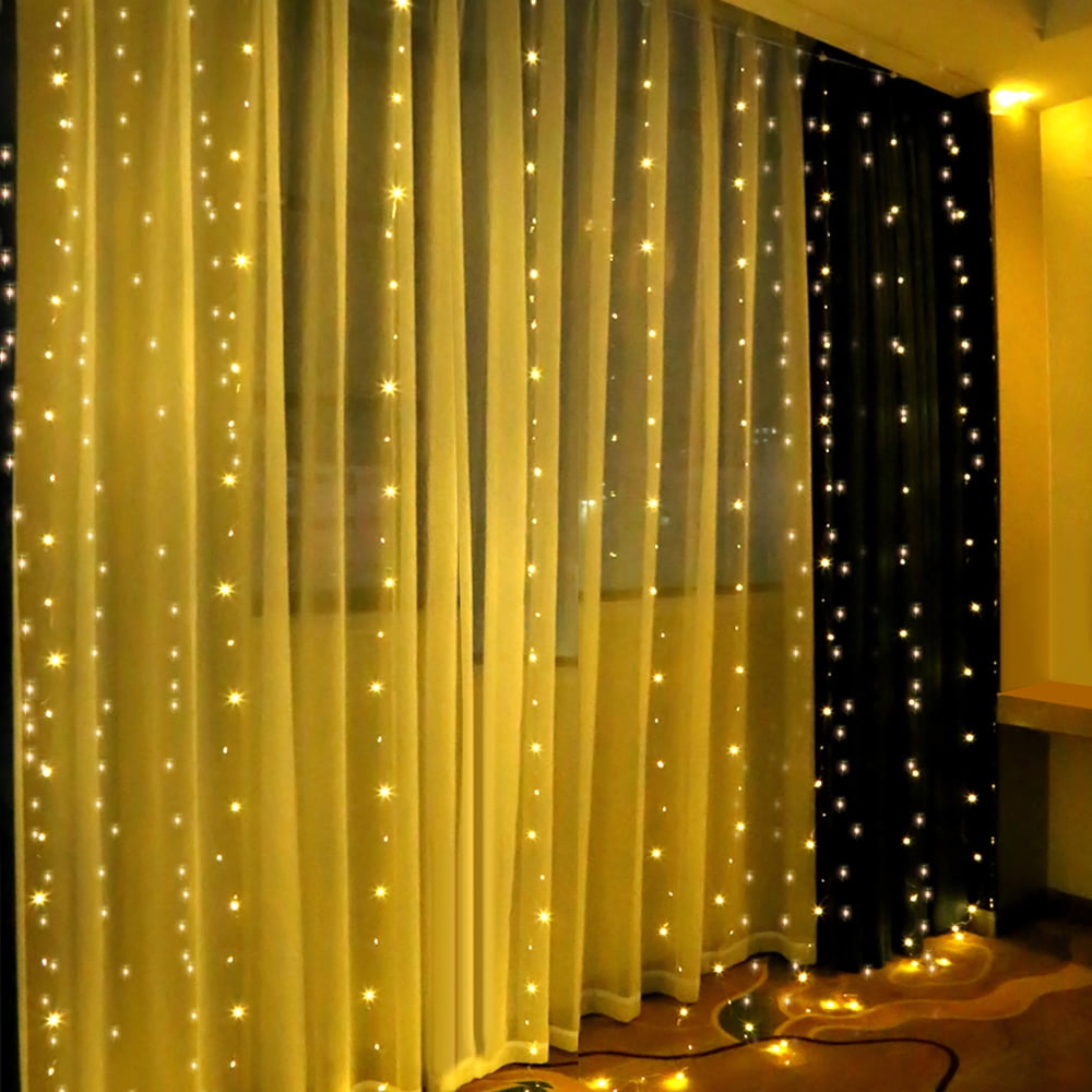 DYstyle 9.8Ft x 9.8Ft 300LED Curtain String Light USB Fairy Hanging ...