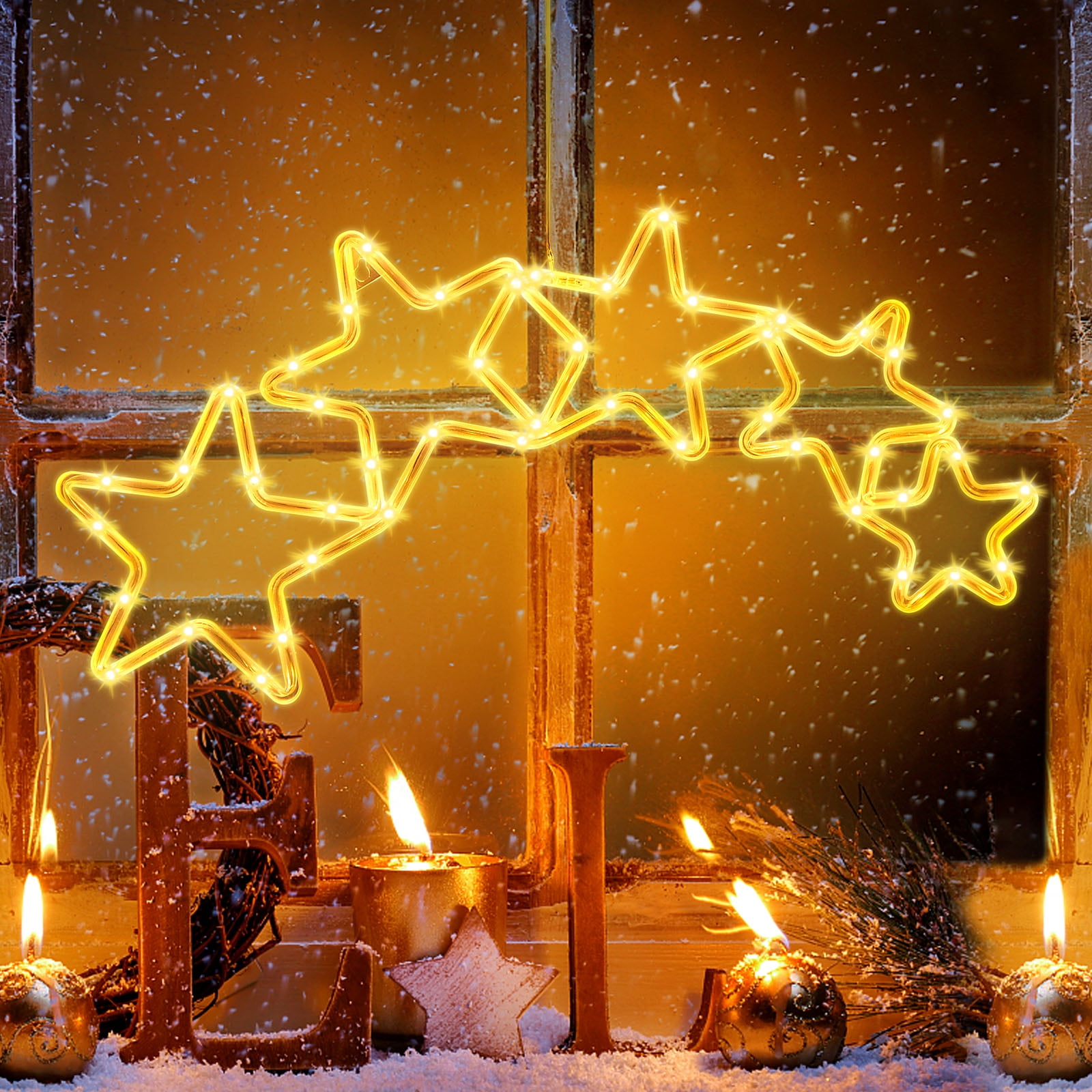 DYstyle Christmas Window Lighted Decorations Window Silhouette Lights ...