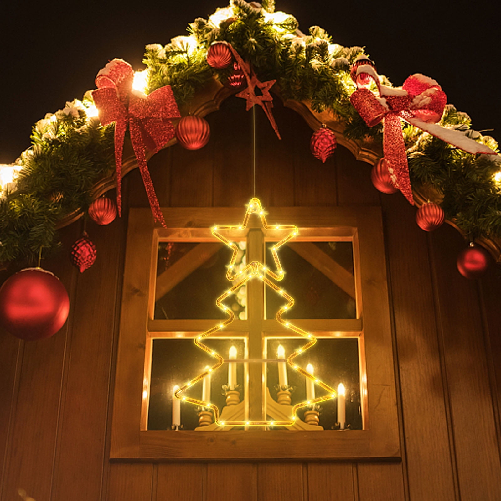 DYstyle Christmas Window Lighted Decorations Window Silhouette Lights ...