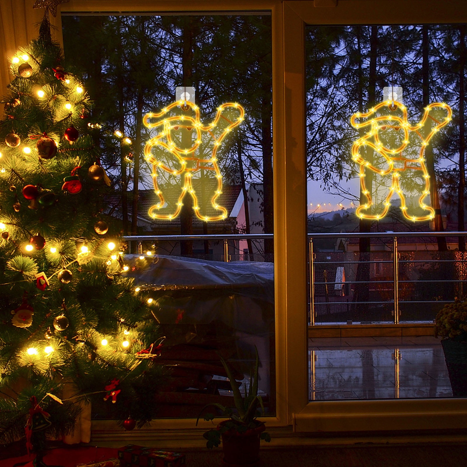 DYstyle Christmas Window Lighted Decorations Window Silhouette Lights ...