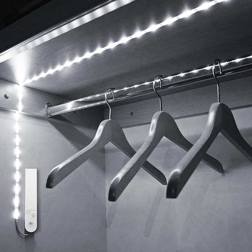 DYstyle LED Motion Sensor Flexible Strip Light Battery USB Power Dual ...