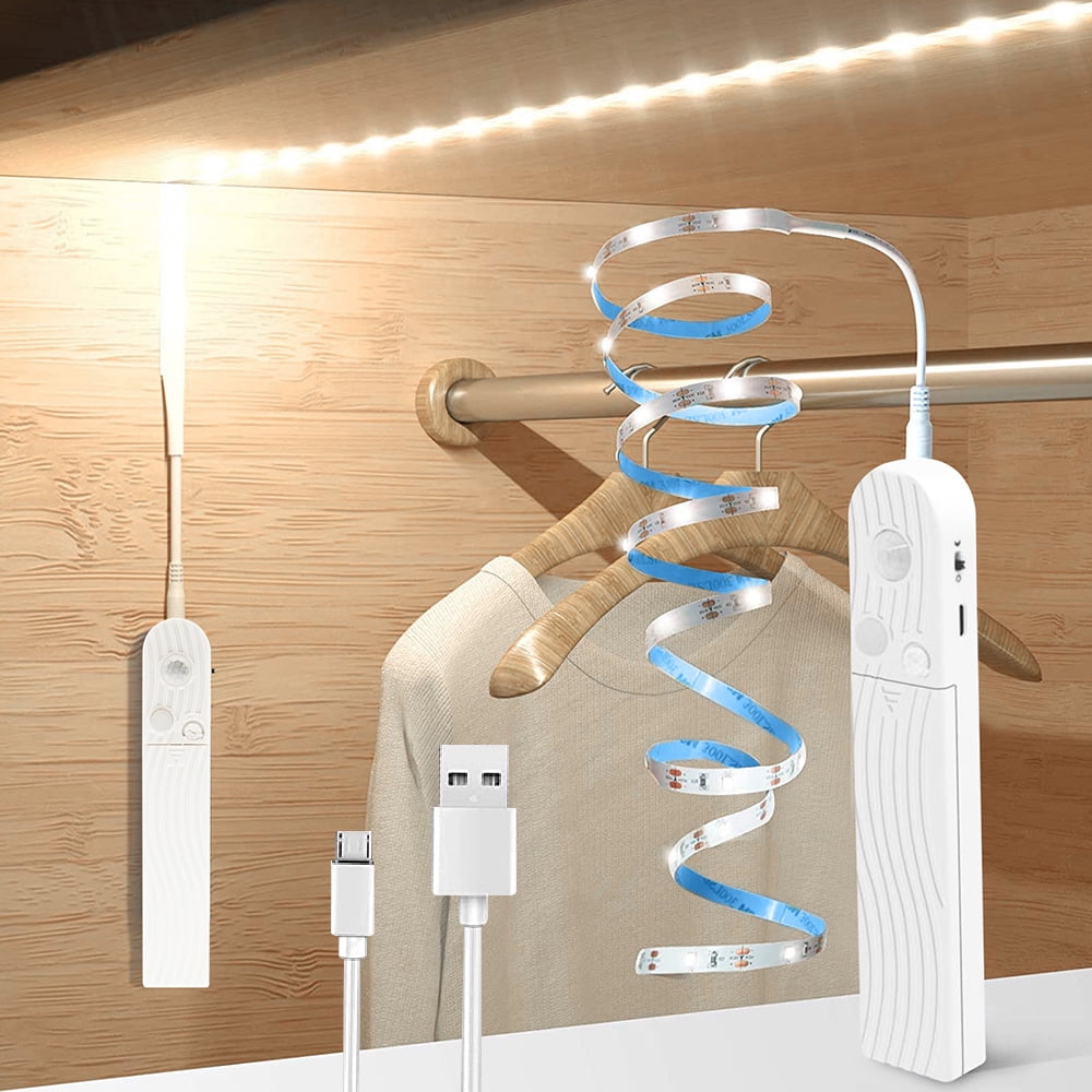 DYstyle LED Motion Sensor Flexible Strip Light Battery USB Power Dual ...