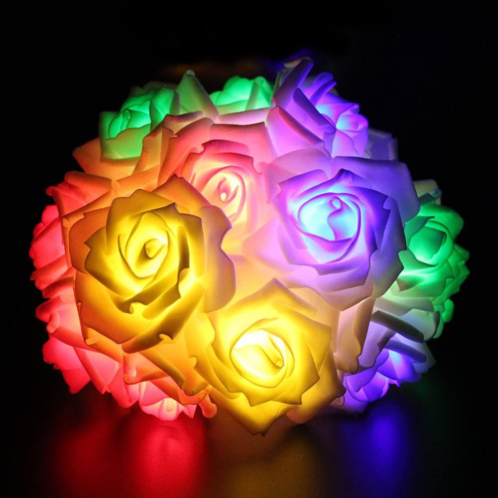 DYstyle LED Rose Flower String Fairy String Lights Artificial Flowers ...