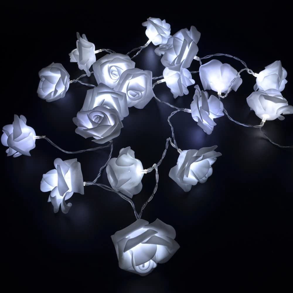 DYstyle LED Rose Flower String Fairy String Lights Artificial Flowers ...